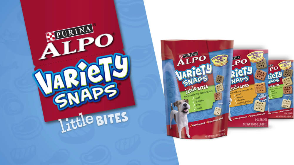 Purina ALPO Variety Snaps Beef Chicken Liver & Lamb Crunchy Treats for ...