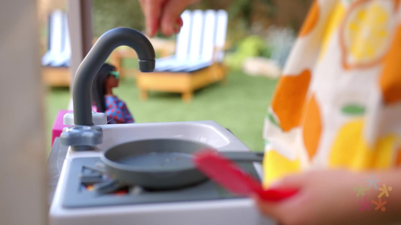 KidKraft Barbie™ Seaside Outdoor Playhouse for Kids with Doll Table and ...