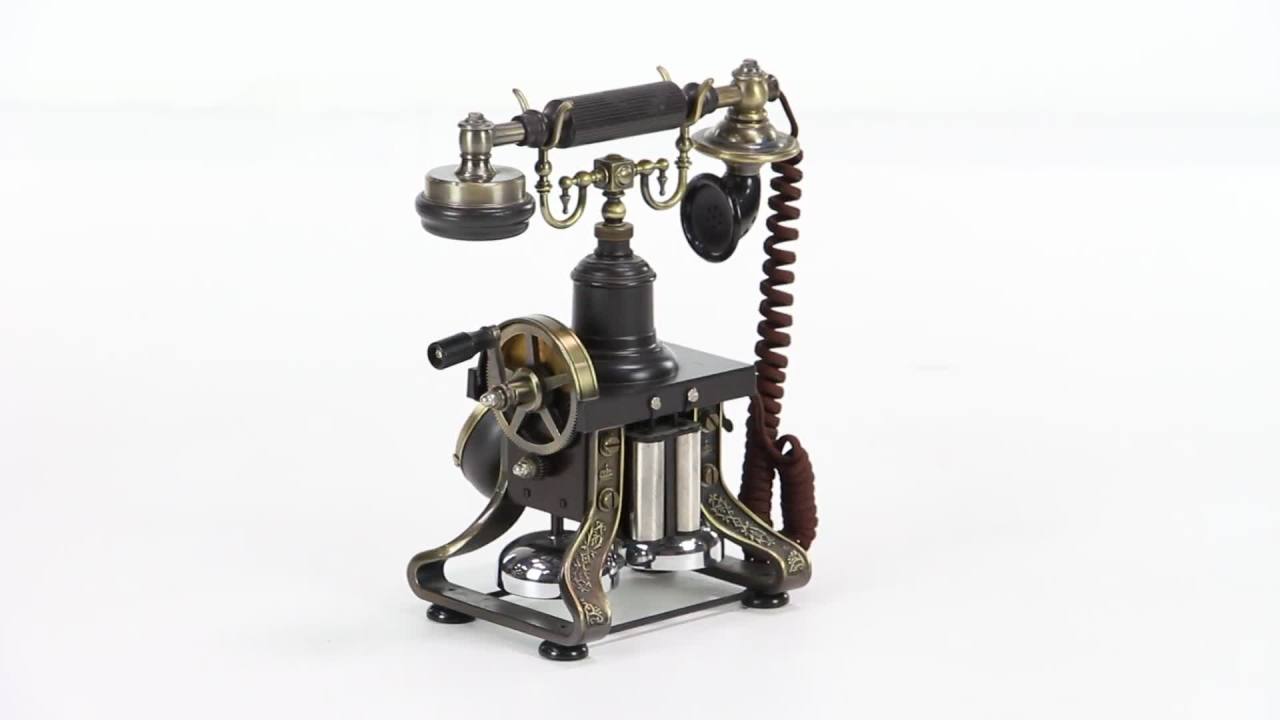 DecMode Vintage Telephone Accent Décor with Tarnish Black and Brass ...