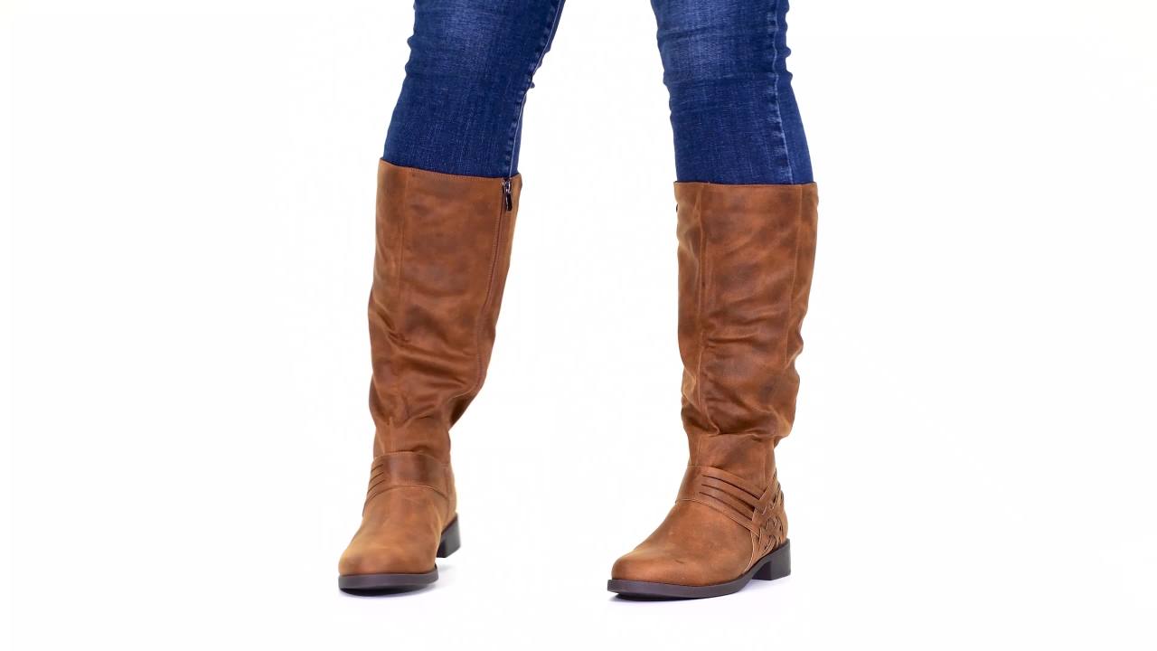 Journee Womens Meg Wide Calf Stacked Heel Riding Boots - Walmart.com