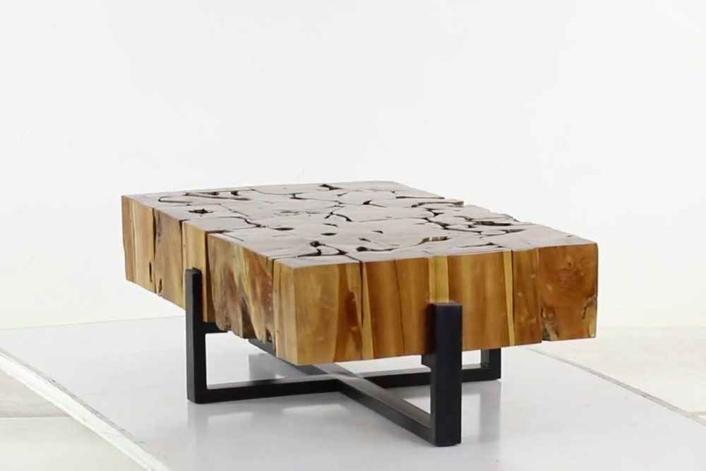 DecMode 46" x 15" Brown Teak Wood Handmade Live Edge Slice Tree Stump ...