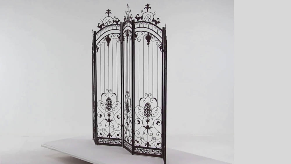 DecMode 80" x 80" Bronze Metal Hinged Foldable Arched Partition 5 Panel ...