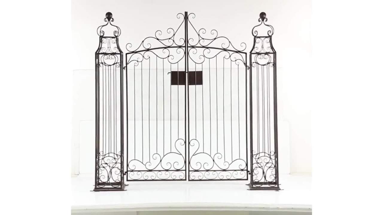DecMode 60" Indoor Outdoor Scrollwork Arched Gate Dark Brown Metal ...