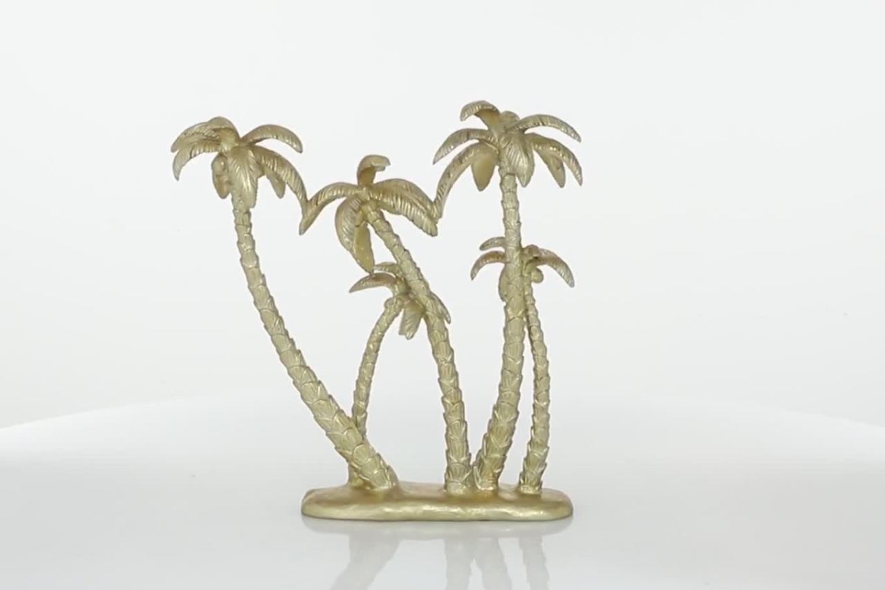15" x 16" Gold Polyresin Palm Tree Sculpture, by DecMode - Walmart.com