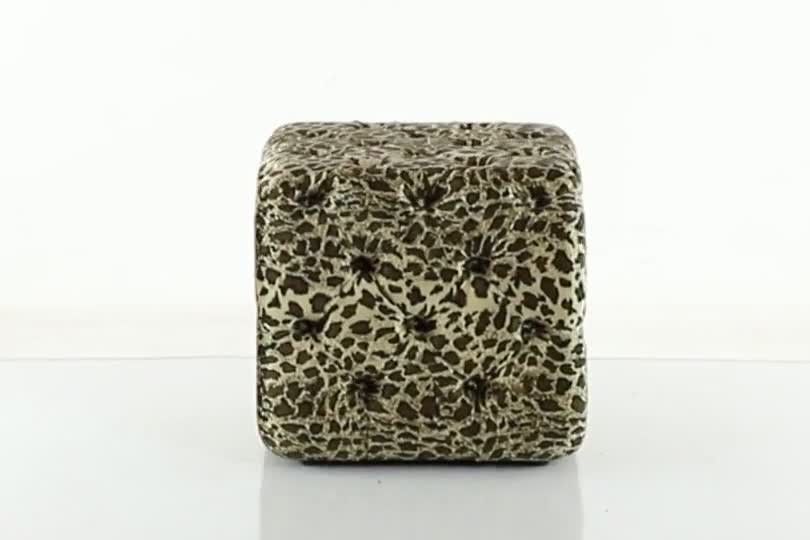DecMode 18" x 19" Brown Cotton Leopard Print Ottoman, 1-Piece - Walmart.com