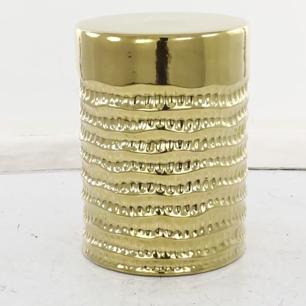 Free Shipping! DecMode 13x18 Gold Ceramic Accent Table & Stool - Decor ...