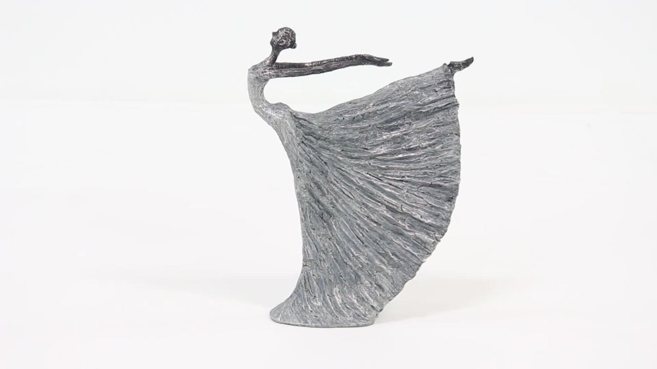 12" x 16" Gray Polystone Dancer Sculpture, by DecMode - Walmart.com
