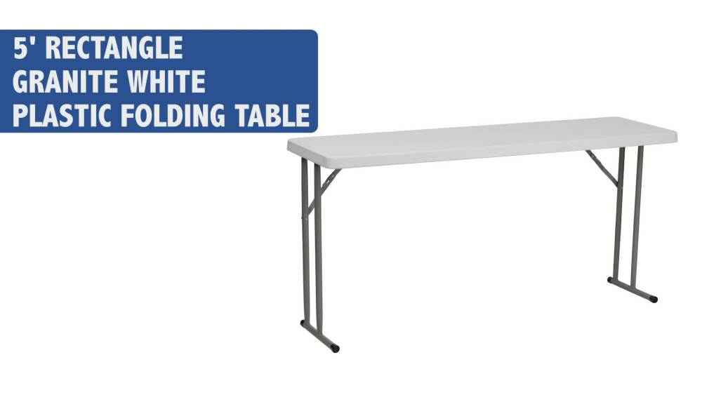 Flash Furniture Kathryn 5-Foot Granite White Plastic Folding Training ...