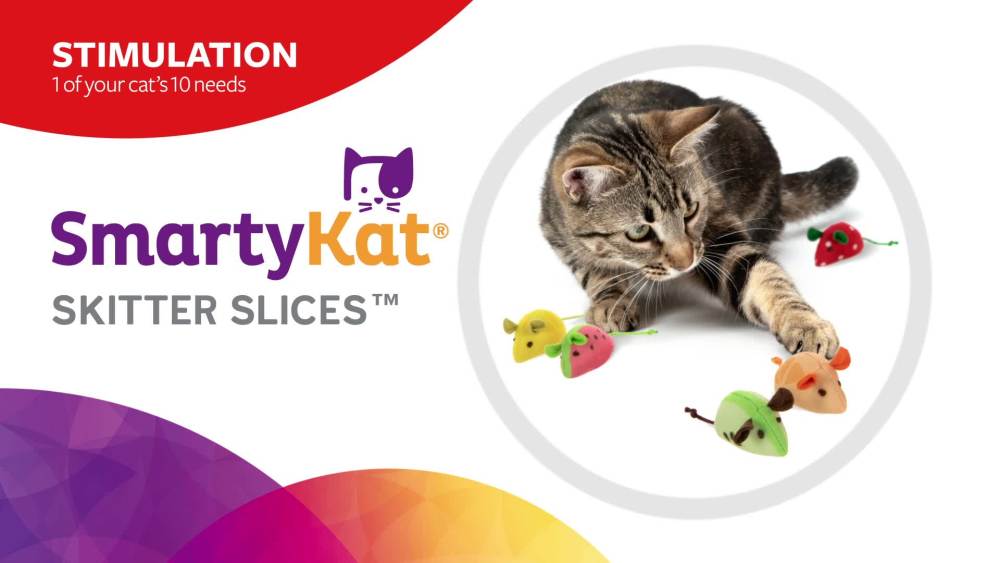 SmartyKat Skitter Slices Soft Plush Catnip Mice Cat Toy Containing Pure & Potent Catnip, 1 Count ...