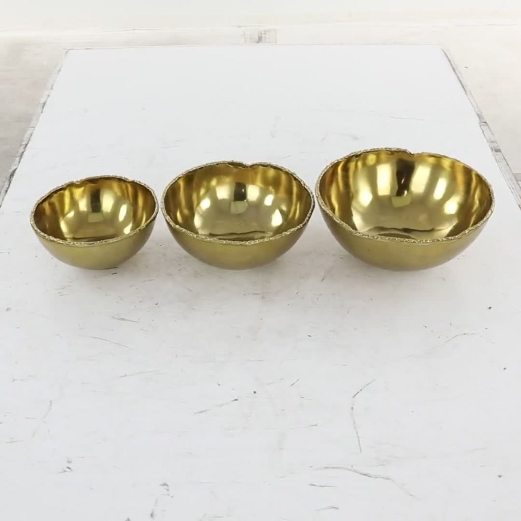 DecMode 14", 12", 10"W Round Gold Aluminum Decorative Bowl, Set of 3 ...