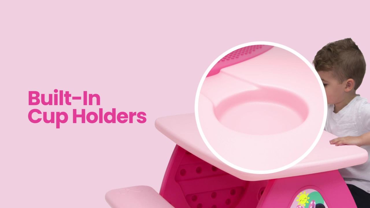 Disney Minnie Mouse Picnic Table with Block Baseplate & Cupholders ...