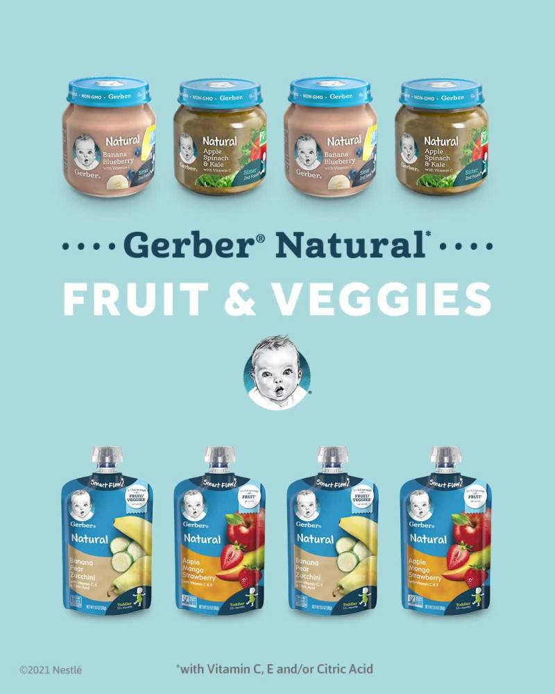 (Pack of 8) Gerber 1st Foods Natural Fruit & Veggie Variety Pack, 4 Oz ...
