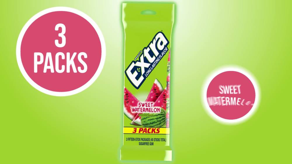 Extra Watermelon Sugar Free Chewing Gum - 15 ct (3 Pack) - Walmart.com