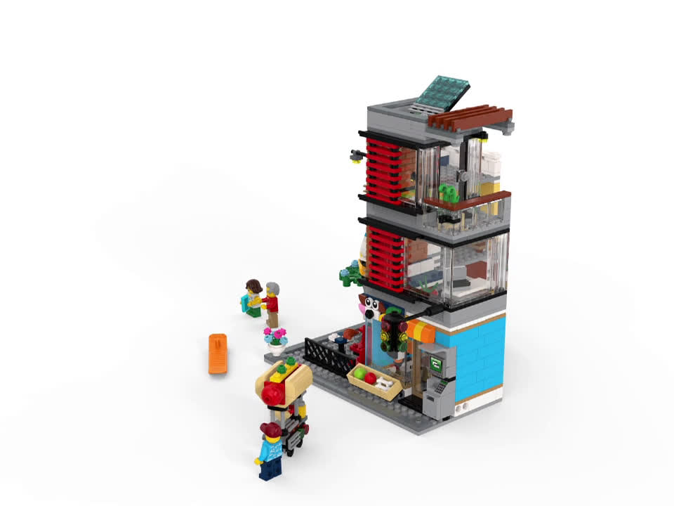 LEGO Creator 3-in-1 Townhouse Pet Shop & Cafe 31097 Store Building Set ...