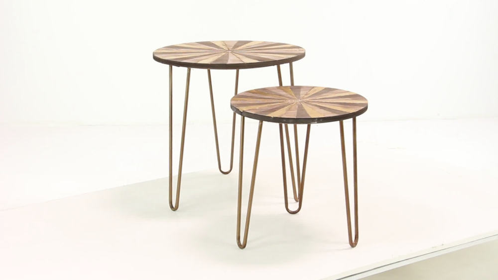 Decmode - Set of 2 Modern 19 and 23 Inch Round Iron and Wood Accent ...