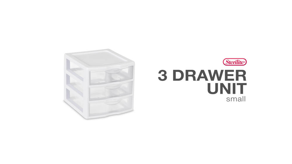 Sterilite Small 3 Drawer Desktop Unit Plastic White