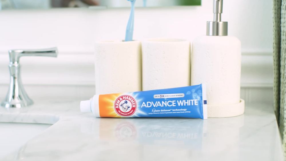 ARM & HAMMER Advance White Toothpaste, Teeth Whitening Baking Soda, Stain Defense, Fluoride ...