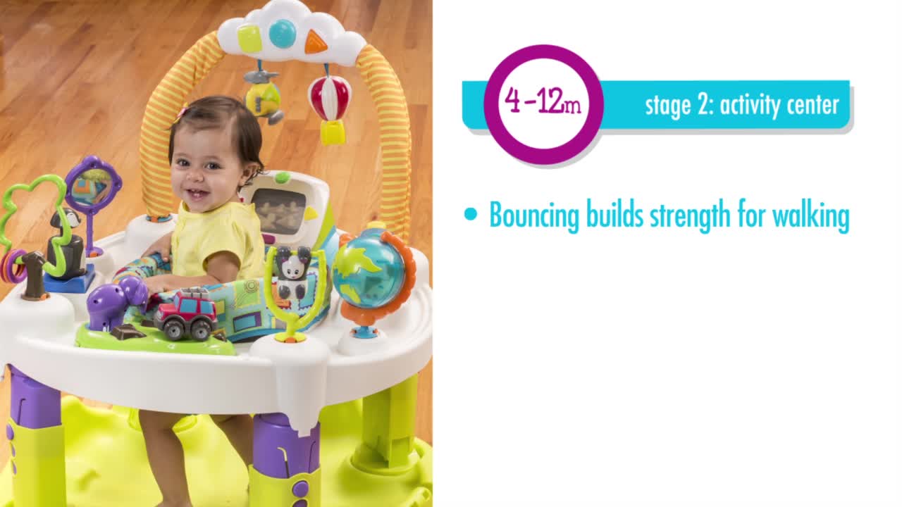ExerSaucer World Explorer Triple Fun+ Bouncy Center for Baby, Toddler ...
