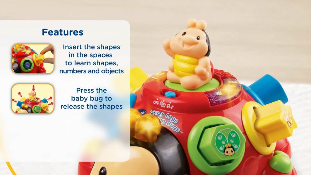 VTech Crazy Legs Learning Bugs, Baby Toy, Learn Shapes and Numbers, Red ...