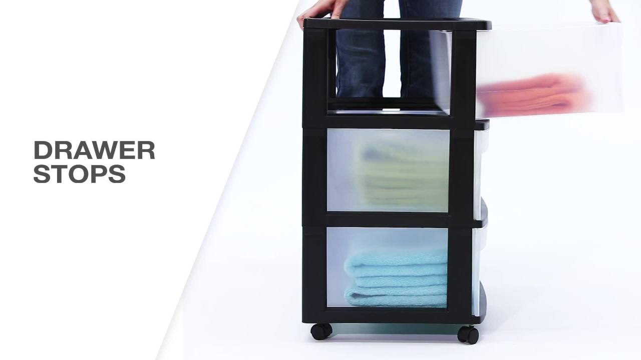 Sterilite Storage Drawer, 3 Drawer Slim Plastic Rolling Storage Cart ...