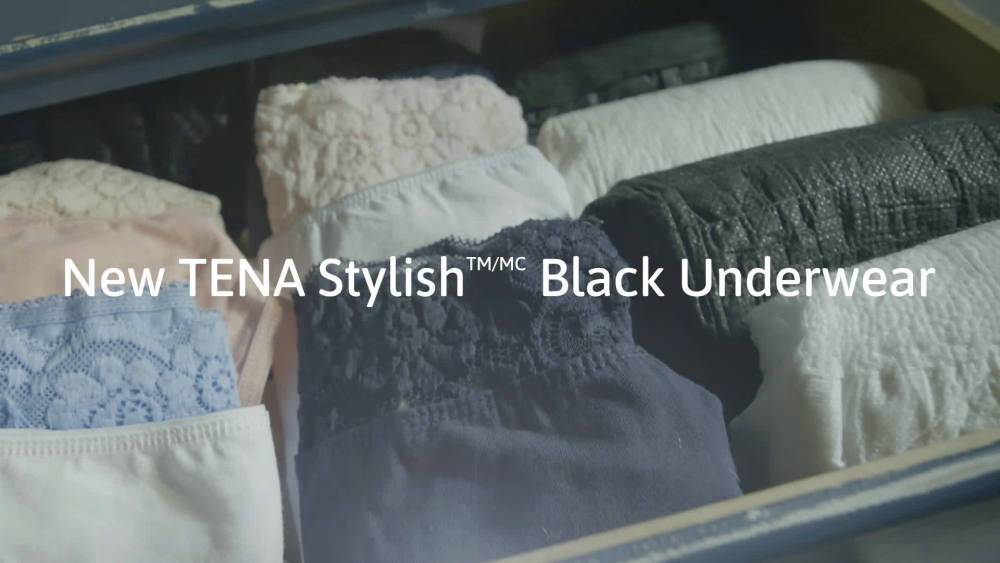 Tena Stylish Black Underwear for Women, Maximum, S/M, 18 Ct - Walmart.com