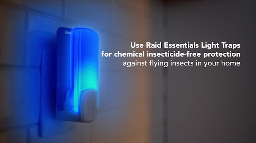 Raid Essentials Flying Insect Light Trap Starter Kit, 1 Fly Trap Device ...