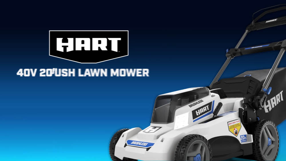 HART 40-Volt Cordless Brushless 20-inch Push Mower Kit, (1) 5.0Ah ...