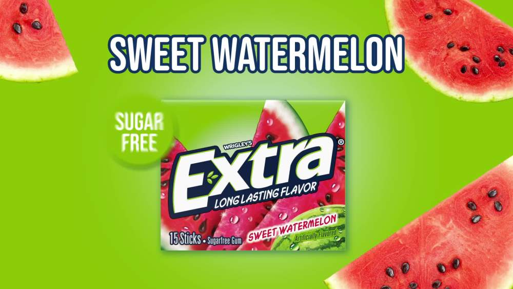 Extra Sweet Watermelon Sugar Free Chewing Gum, Single Pack - 15 Stick ...
