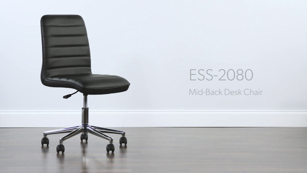 OFM Essentials Collection Leather Mid-Back Armless Office Chair, in ...