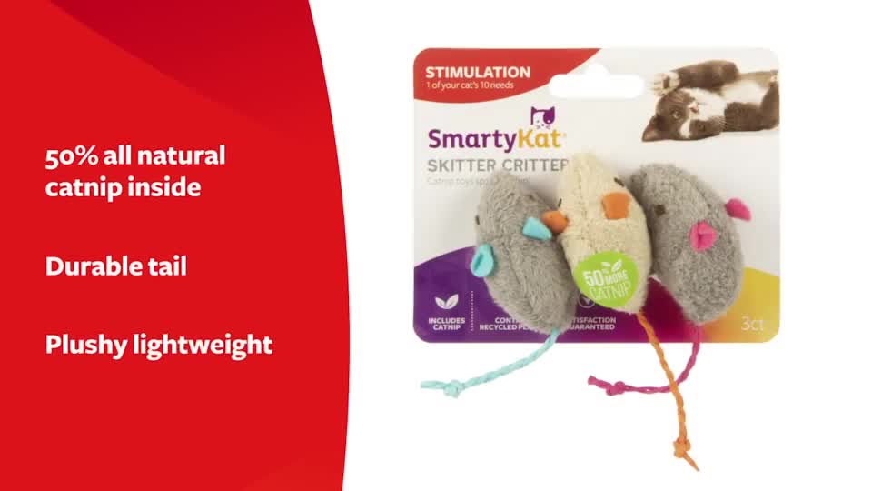 SmartyKat Fun, Cute, Fuzzy Skitter Critters Catnip Filled Mice Cat Toys ...