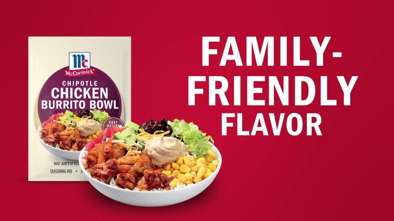 McCormick Chipotle Chicken Burrito Bowl Seasoning Mix, 1.5 oz Packet ...