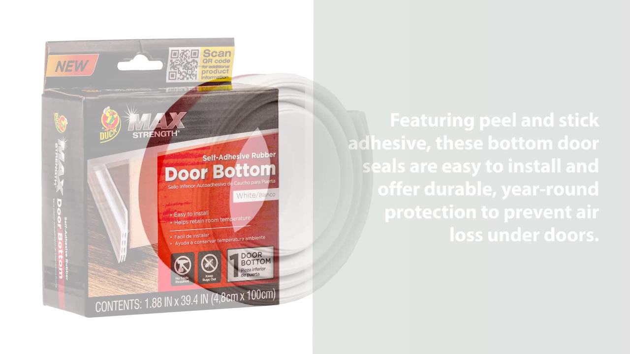 Duck Brand Self-Adhesive Rubber Door Bottom Sweep, White, 1.88 in. x 39 ...