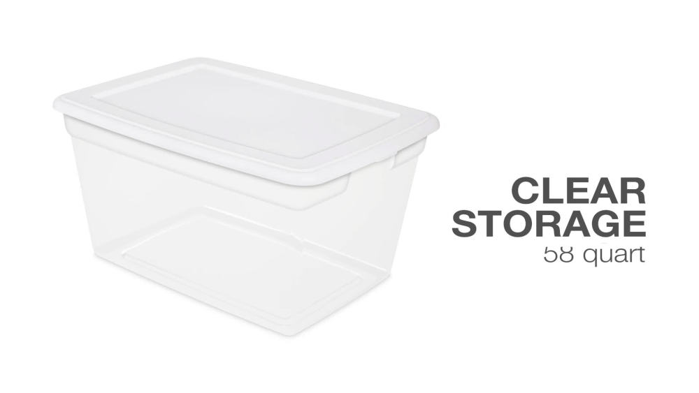Sterilite 58 Qt Storage Box Clear Base White Lid Set of 8 - Walmart.com