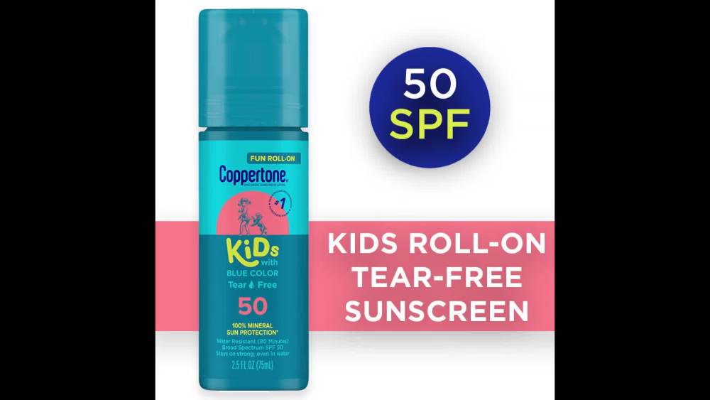 Coppertone Kids Roll On Sunscreen Lotion SPF 50 with Blue Color, 2.5 fl ...