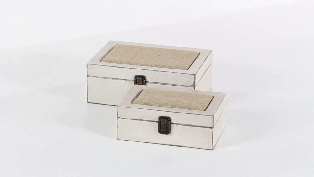 DecMode White Wood Decorative Box with Hinged Lid, 2 Count - Walmart.com