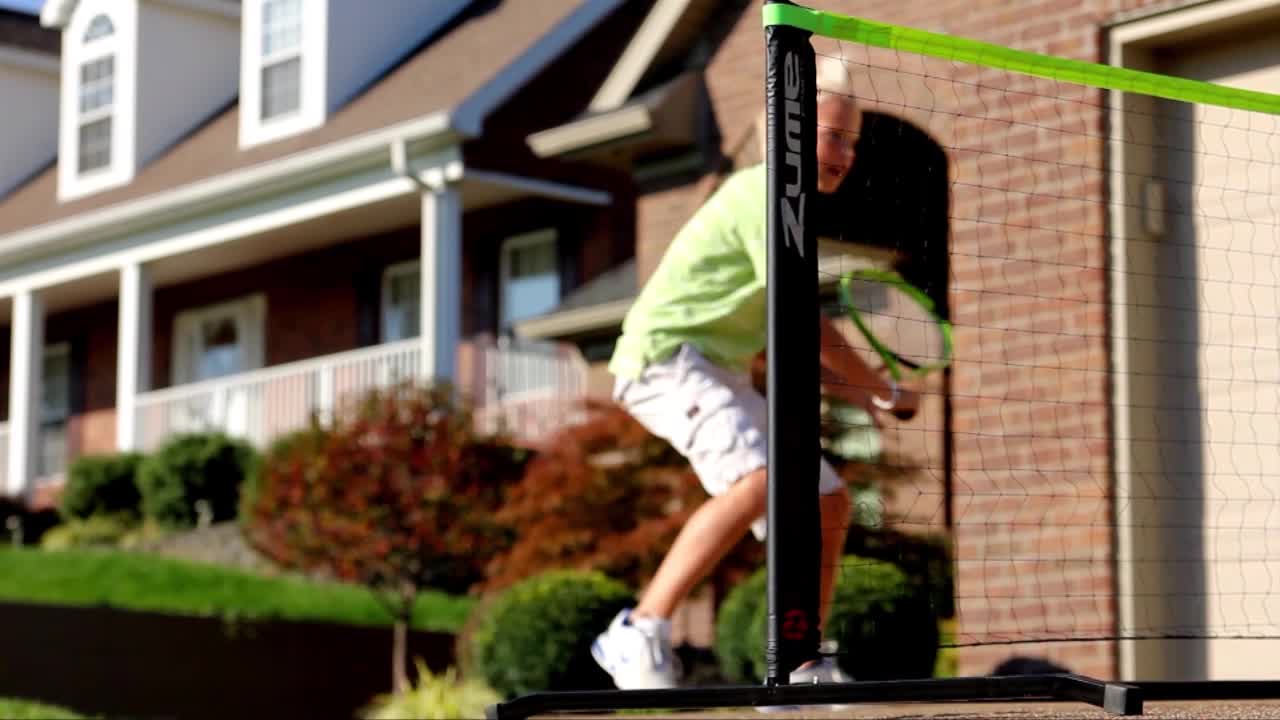 Zume Games Portable, Instant Tennis Set Includes Two Rackets, Two Balls ...