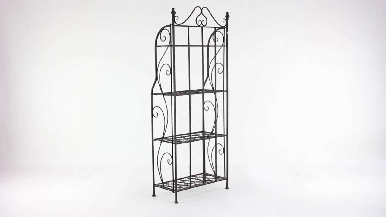 DecMode Traditional Metal Bakers Rack with Scrollwork Design and Black ...