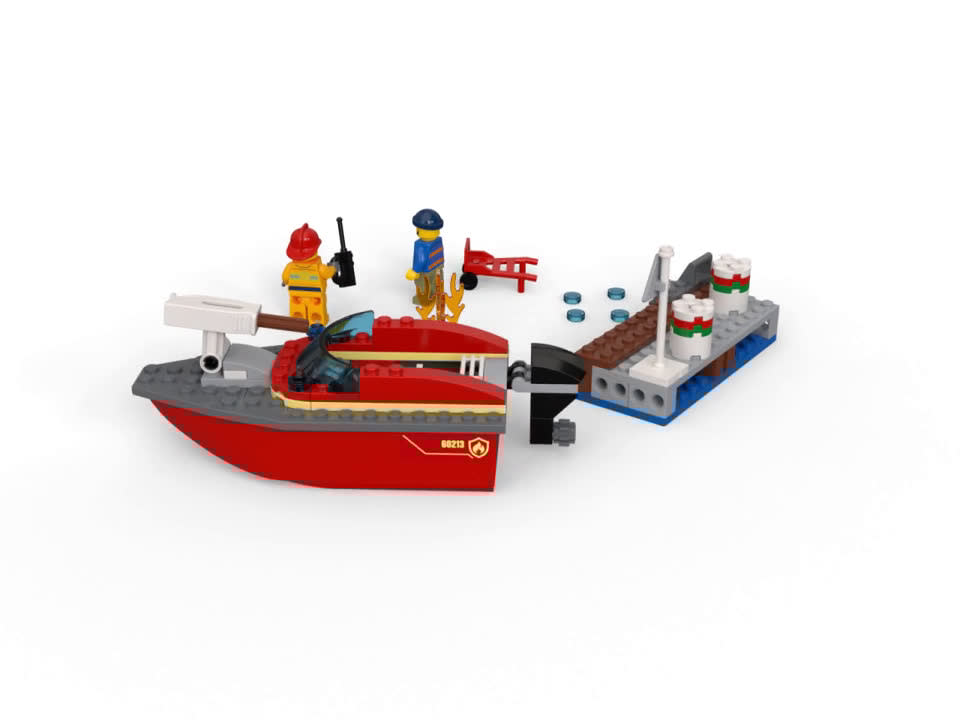 LEGO City Fire Dock Side Fire 60213 Fireboat Rescue Ship - Walmart.com