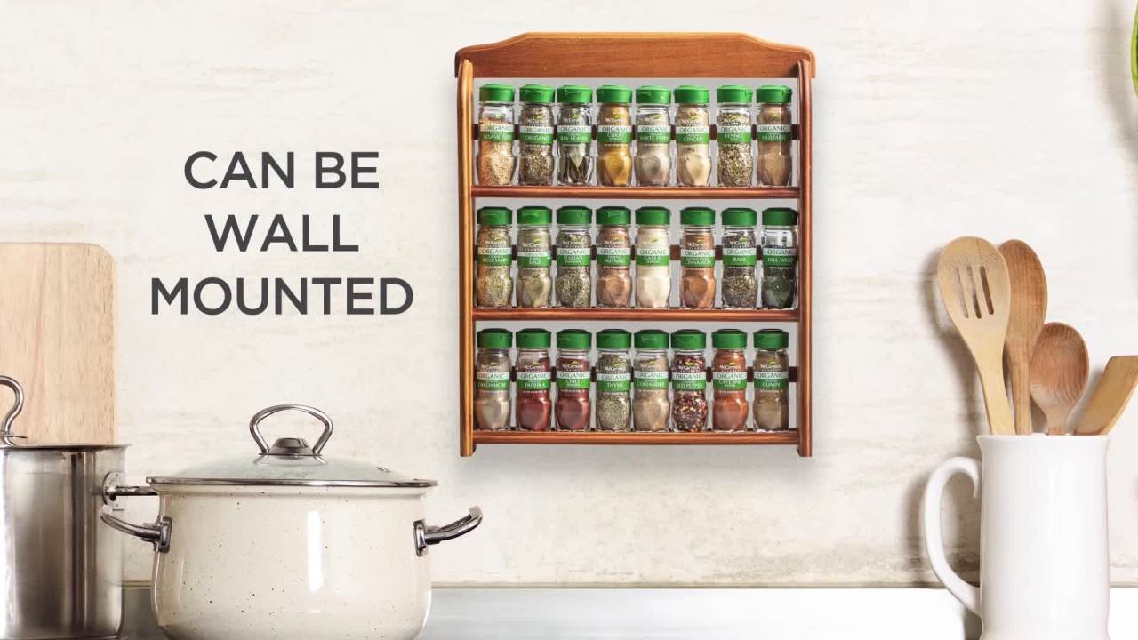 McCormick Gourmet Three Tier Wood 24 Piece Spice Rack, 27.6 oz Box ...