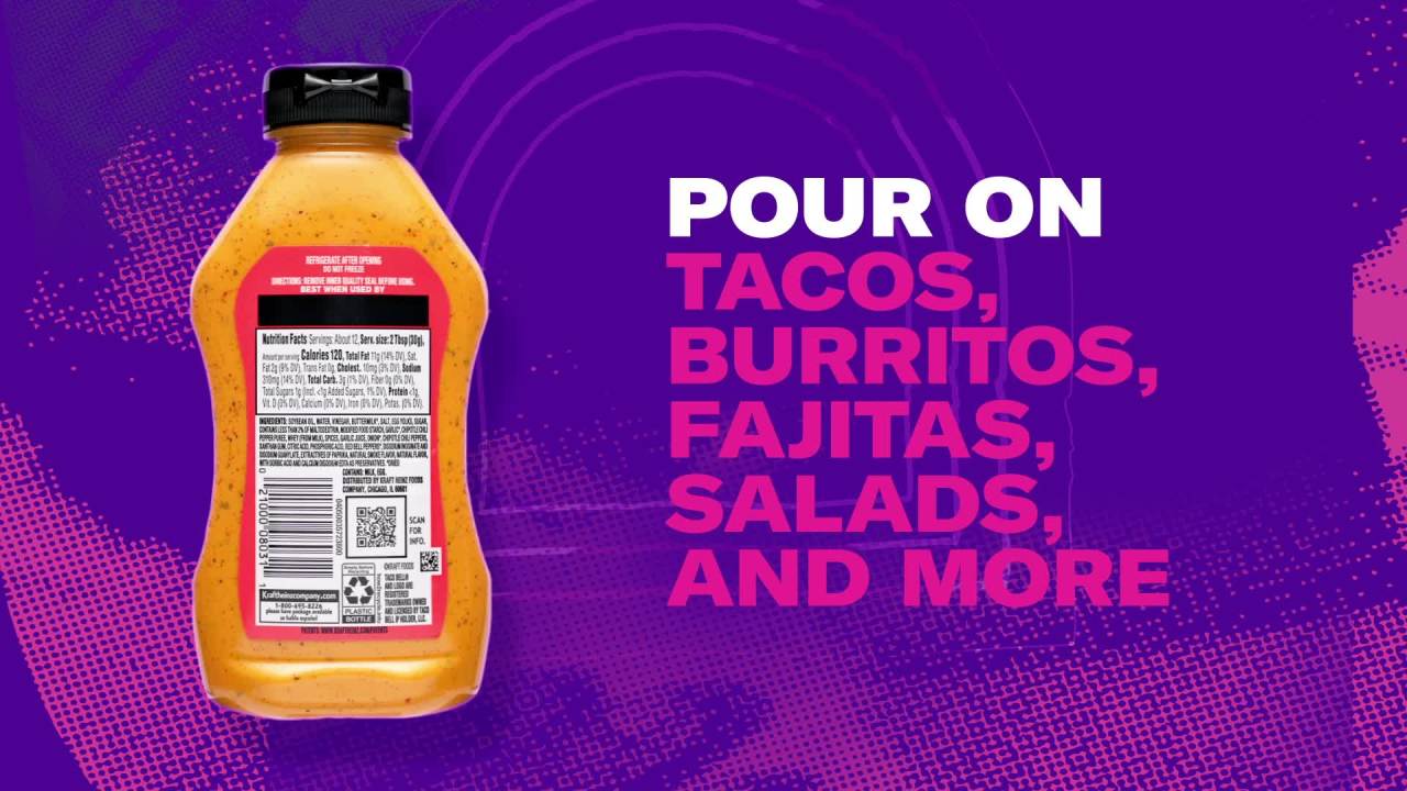 Taco Bell Creamy Chipotle Sauce 12 fl oz Bottle Spicy Flavor for ...