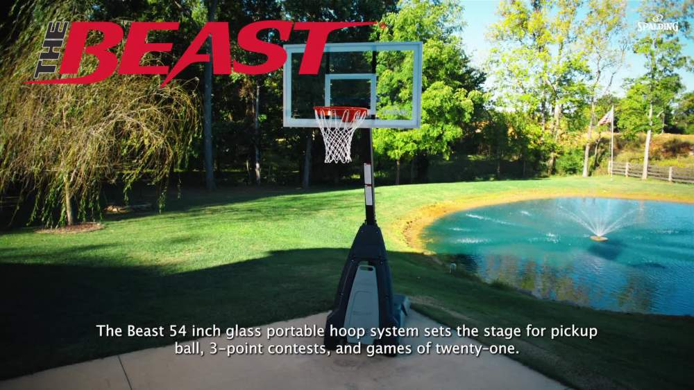 Spalding the Beast 54 In. Glass Portable Basketball System Hoop ...