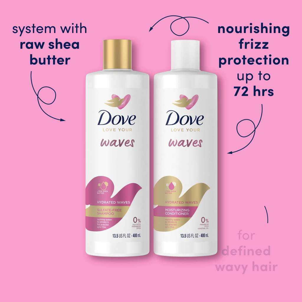 Dove Love Your Waves Sulfate-Free Shampoo Hydrated Waves, 13.5 oz ...