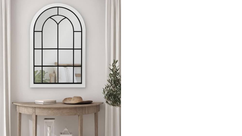 Kate and Laurel Joffrey Farmhouse Arched Mirror, 24 x 36, Rustic Brown ...
