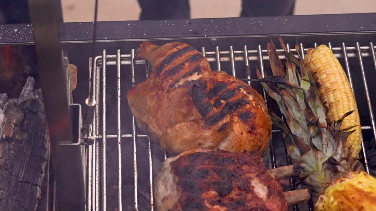 Blackstone Bronco Open Flame Grill with Soft Cover and Coal Rake ...