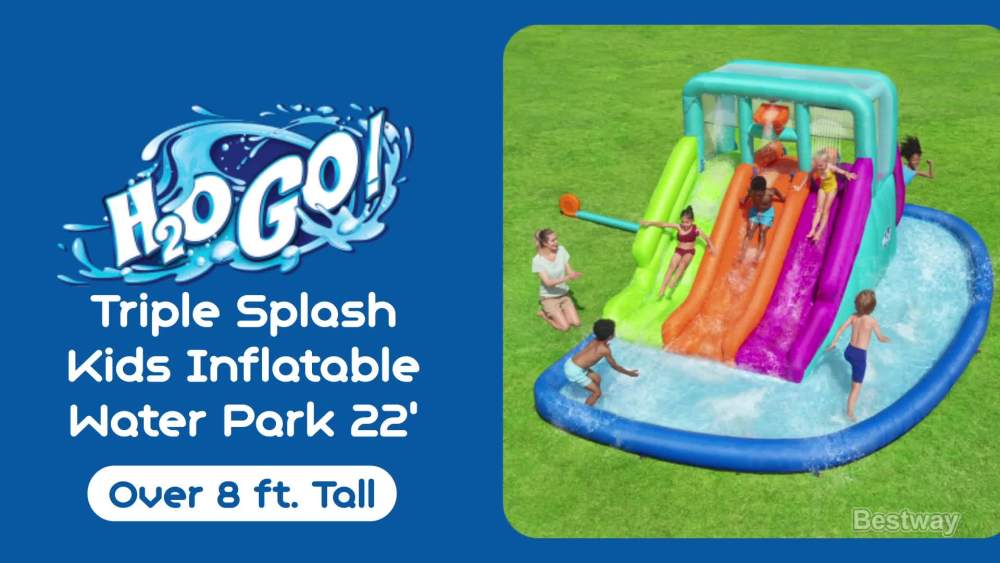 Bestway H2OGO! Triple Splash Course Inflatable Mega Water Park with ...