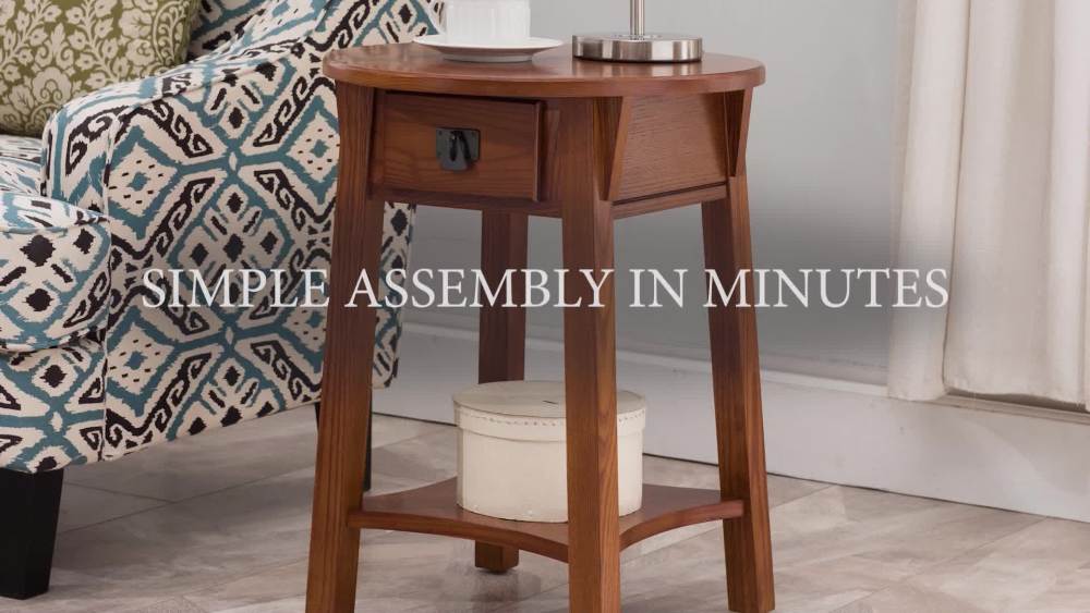 Leick Home 9056-RS Mission Round End Table with Drawer, Made with Solid ...