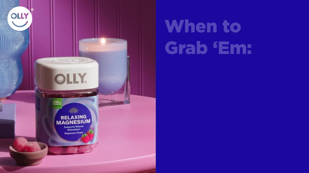 OLLY Relaxing Magnesium Gummy, 60ct, Raspberry Lavender Flavor ...