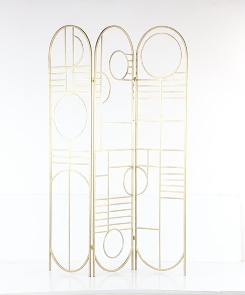 DecMode Modern 3 Panel Metal Room Divider Screen with Geometric Pattern ...