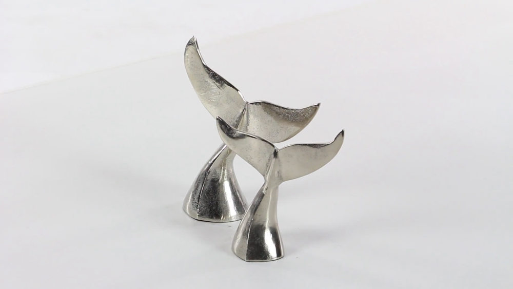 7", 10"H Silver Aluminum Whale Sculpture, by DecMode (2 Count ...