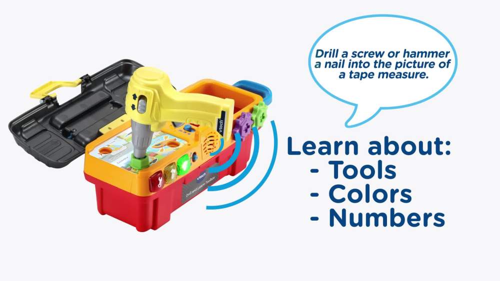 VTech Drill & Learn Toolbox Pro with Accessories, Baby and Toddler Toys ...